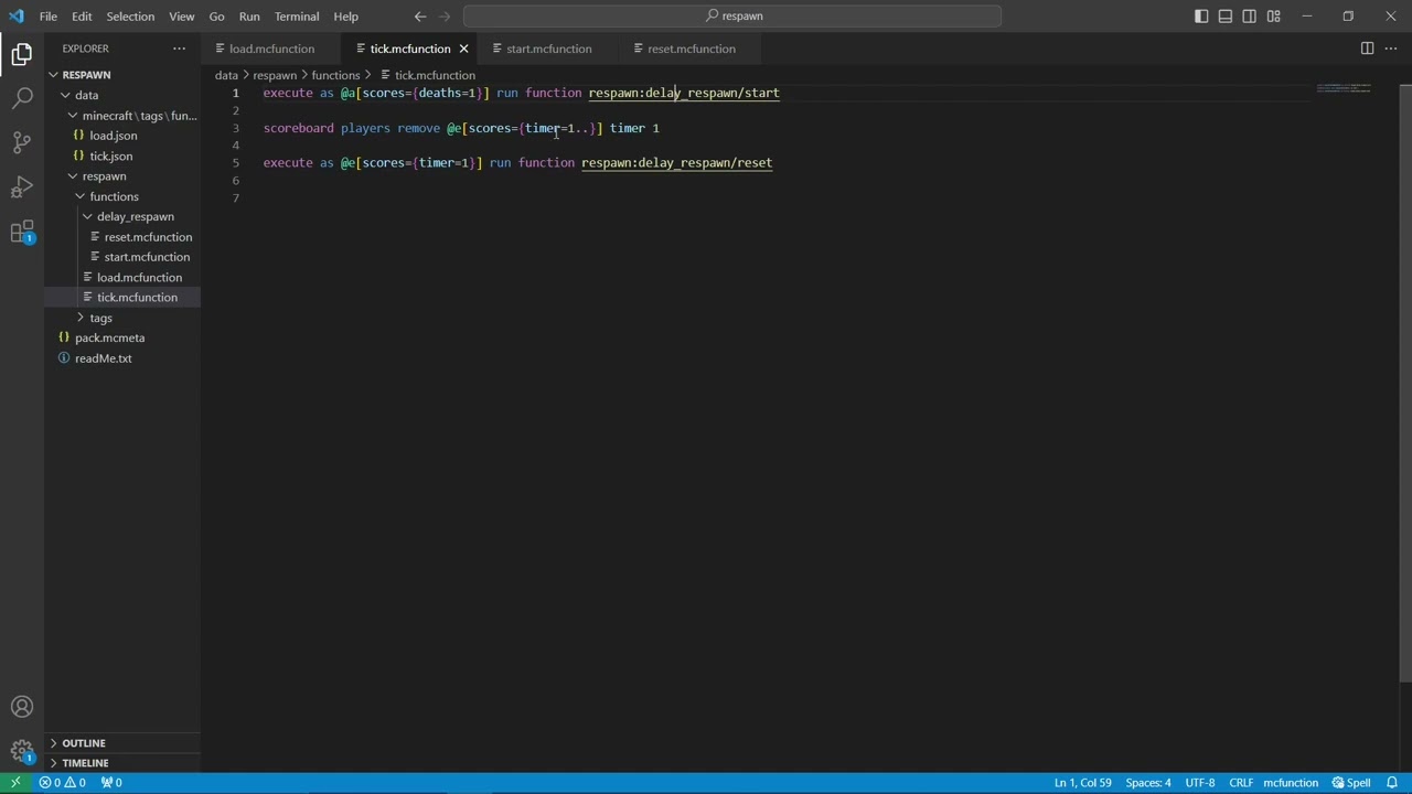 Delayed Respawn System datapack for minecraft 1.20+
