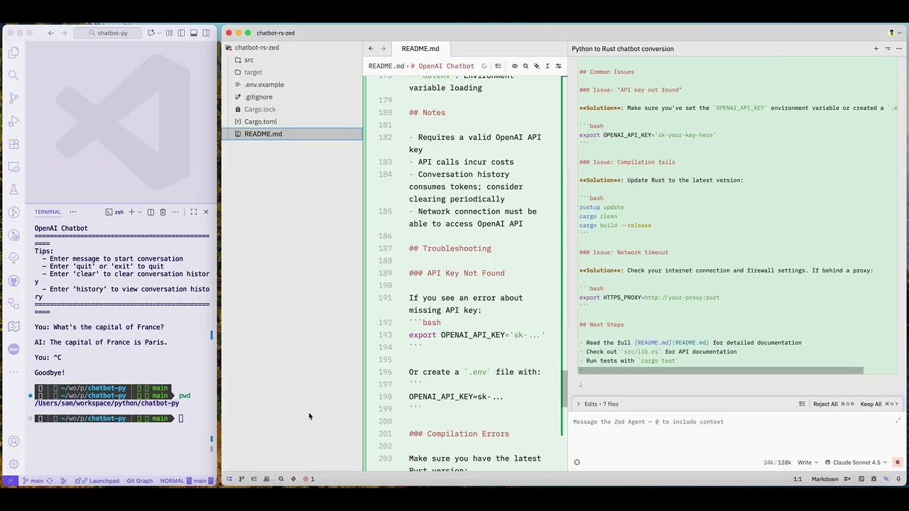 Python Project to Rust with RustCoder MCP Server on Zed