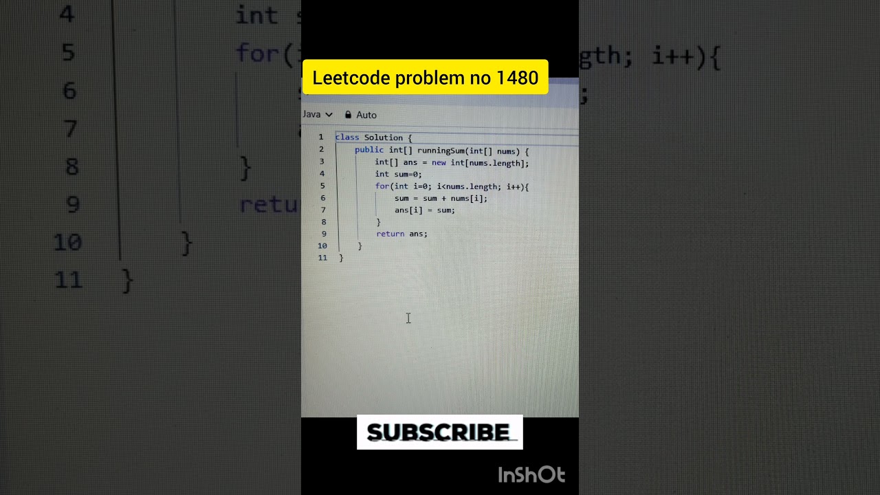 Running sumof1d array | Leetcode problem solving #leetcode #java #shots
