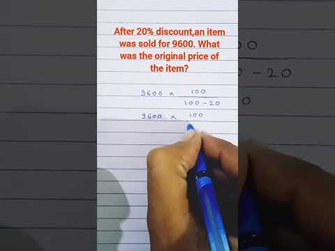 After 20% discount an item was sold for 9600 . What was the original price of the item ? #discount