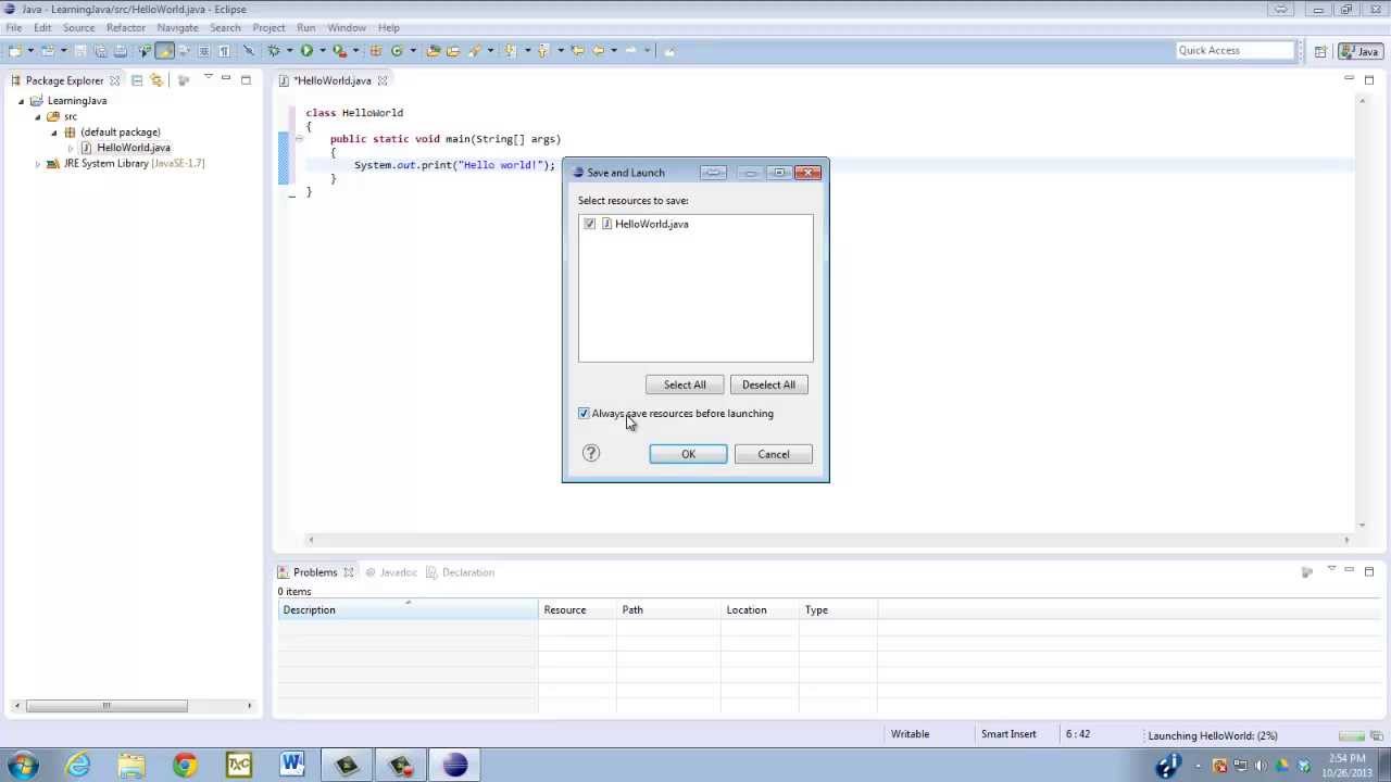 Learning Java Video 1 - Eclipse and Hello World