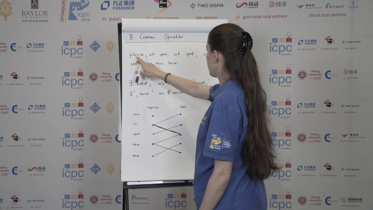 2018 ICPC Solution Video: Problem B. Comma Sprinkler