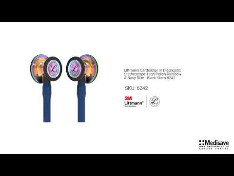 Littmann Cardiology IV Diagnostic Stethoscope High Polish Rainbow Navy Blue Black Stem 6242 6242