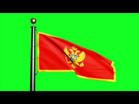 Montenegrin flag green screen | Montenegrin flag 4K green screen | flag of Montenegro with pole free