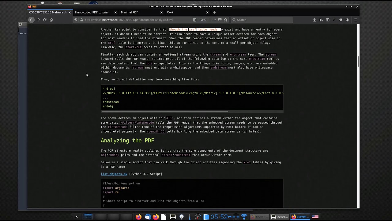 CS6038 2020: Week 11 Lec. 1 - Manual Walkthrough of Simple PDF Document