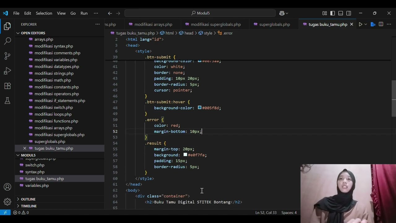 Tugas Modul 5 Dasar-dasar PHP (Pemrograman Web)