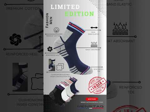 MENSTAG Ankle Length Cotton Socks For Men, Free Size, Pack of 4 Pairs