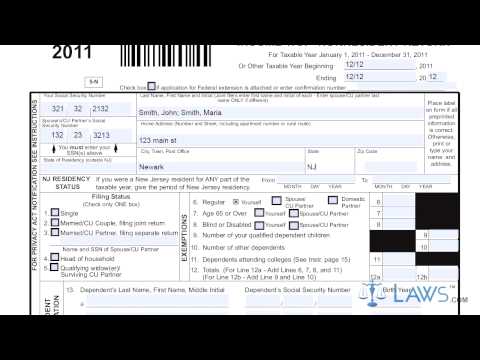 Form NJ 1040NR Income Tax Nonresident Return