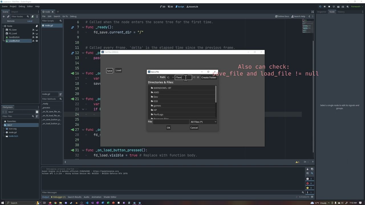 Godot 4 Using File Dialogs Basic Introduction