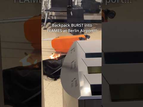BACKPACK BURSTS into FLAMES at Berlin Airport!!! ππ₯βοΈπ©πͺ