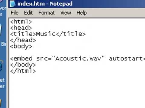 Adding Background Music In Web Site using Notepad