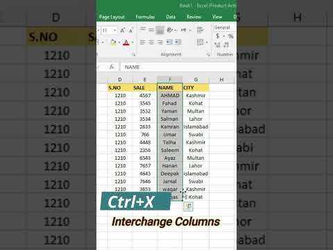 How interchange column in excel