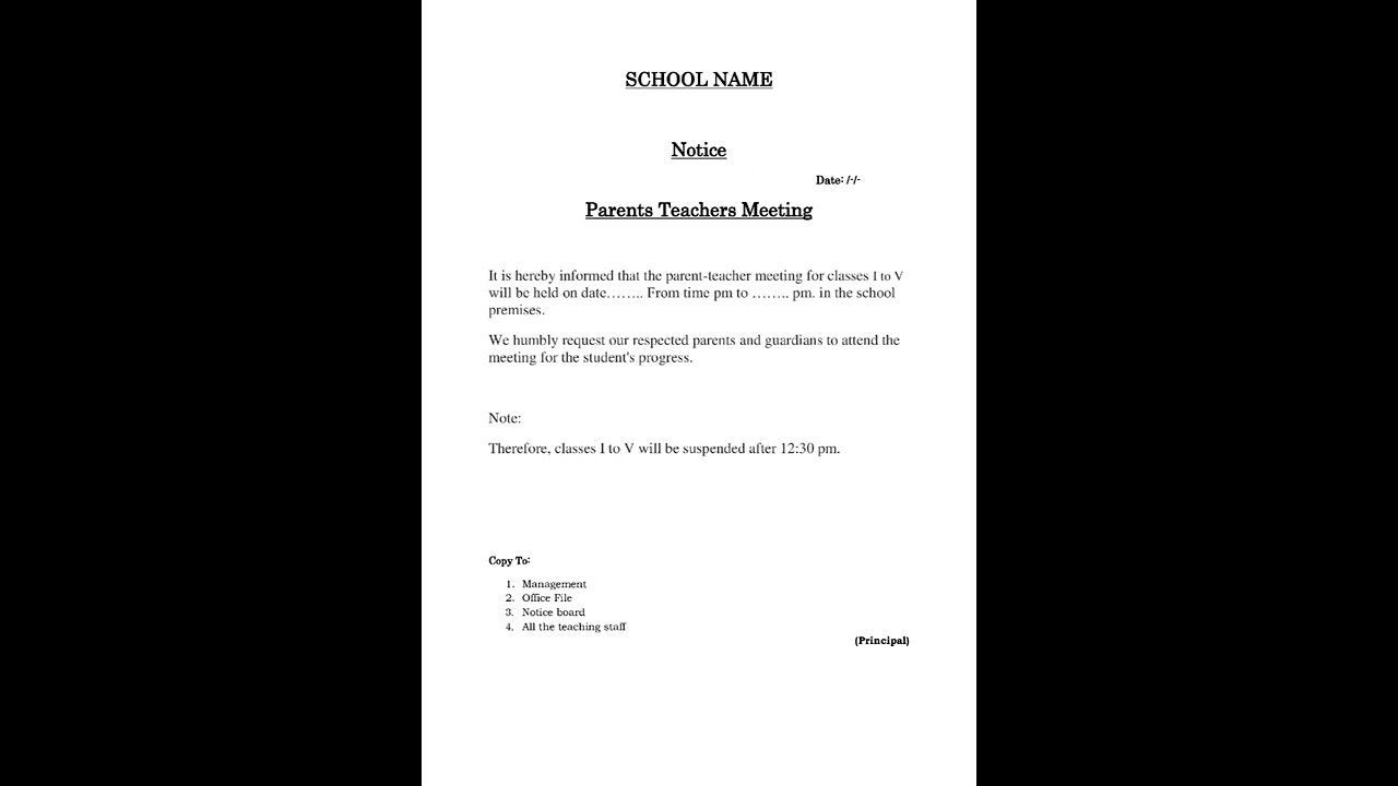 Parents Teachers Meeting Notice From school