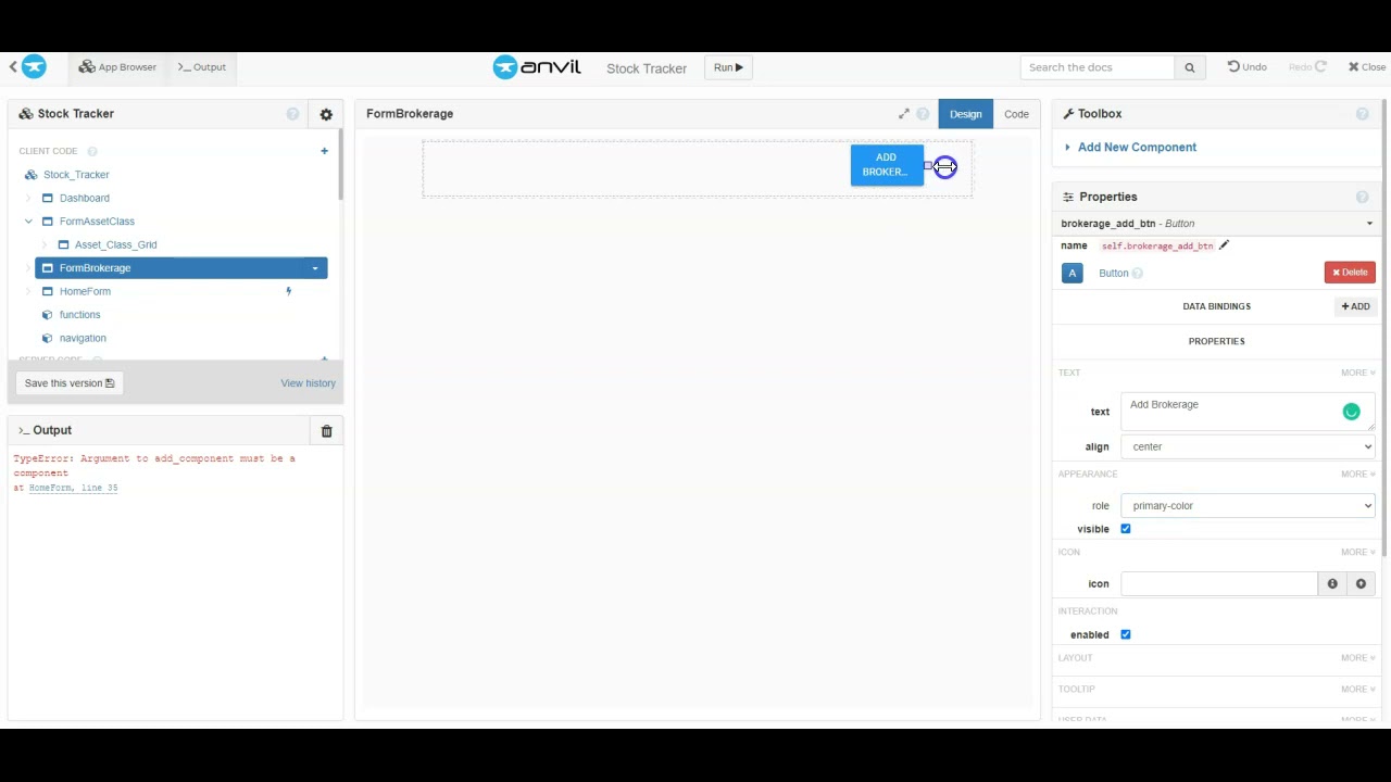 Anvil - Adding Components to Form