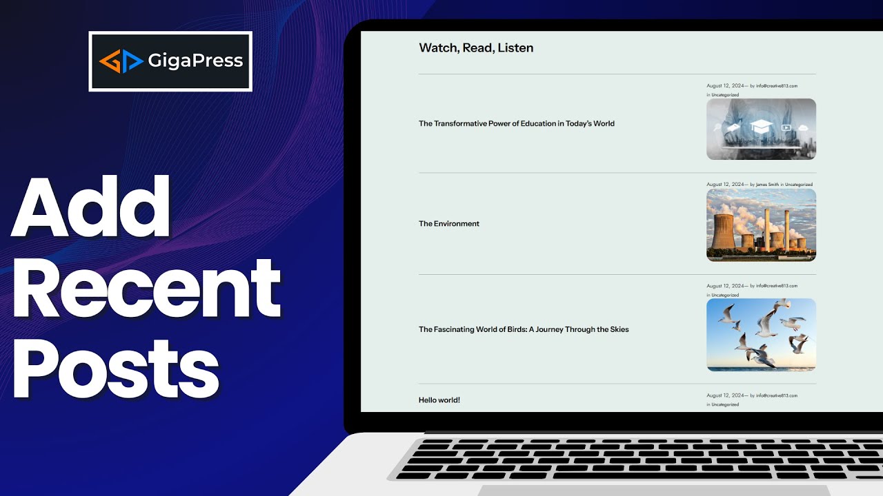 How To Add Recent Posts To a Page In WordPress