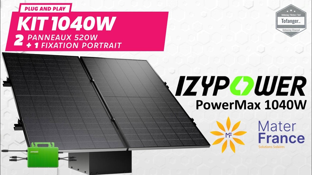 MaterFrance ❤️ POWERMAX PORTRAIT 1040W PLUG AND PLAY Kit – 2 x 520W PANELS + IZYPOWER MICRO INVERTER