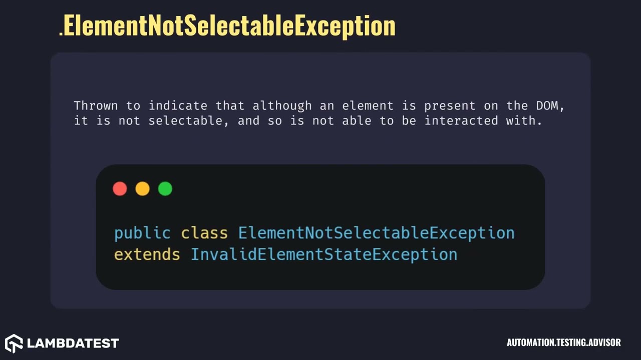 org openqa selenium ElementNotSelectableException with examples