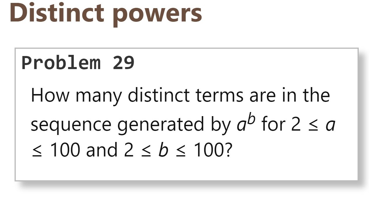 Project Euler: Problem 29 (Analysis)