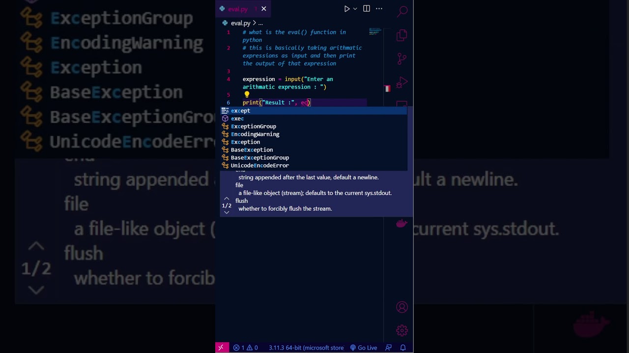 Eval() function | Python | Speed Codes #codingtutorials #python #programmer #coding #java