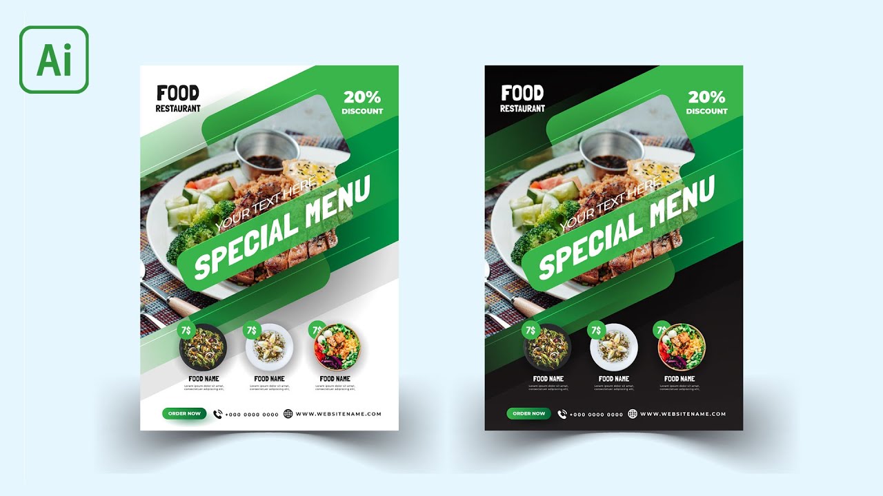 How to Make Food Flyer | Food Restaurant | Adobe Illustrator Tutorial