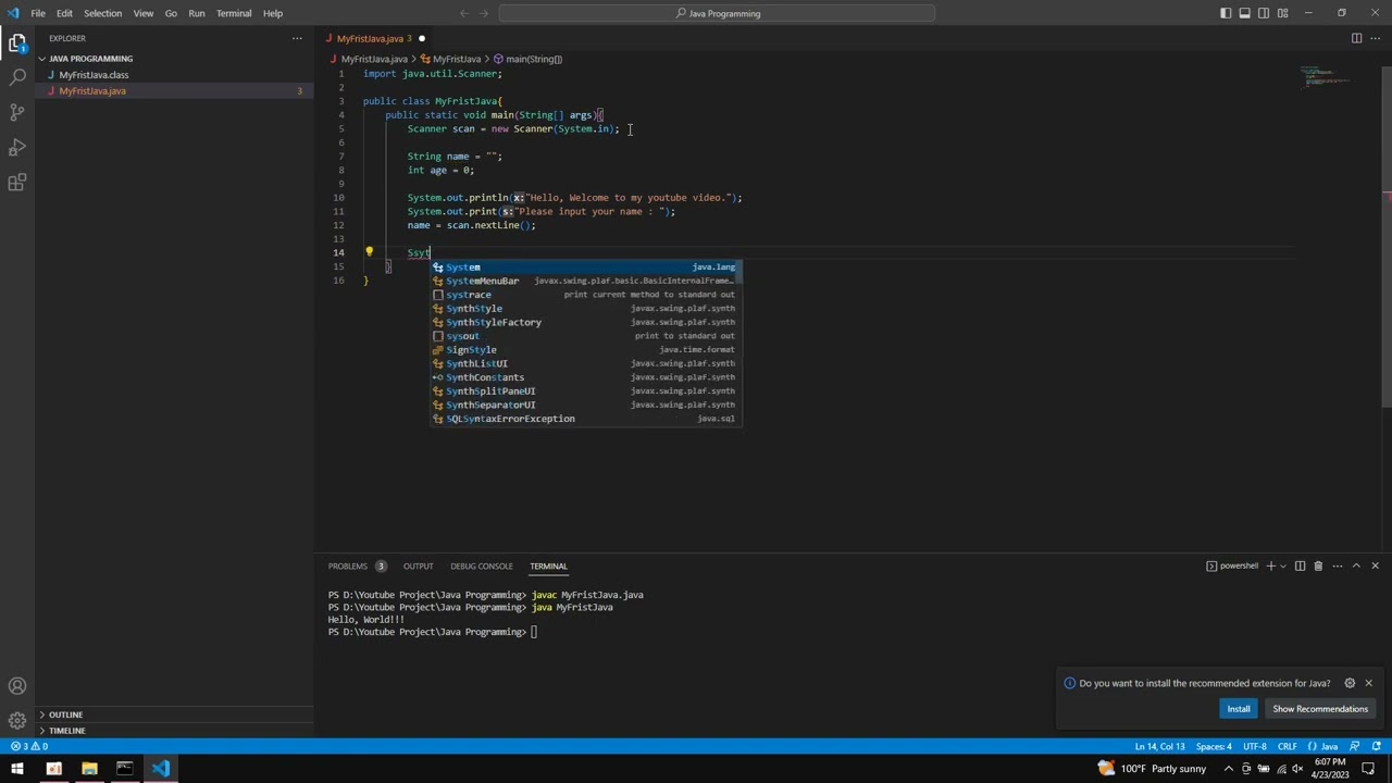 Console Project in Java Programming using Visual Studio Code | No Talking