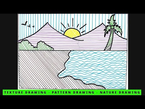 Pattern drawing | Texture drawing | Line drawing | Nature drawing for kids step by step