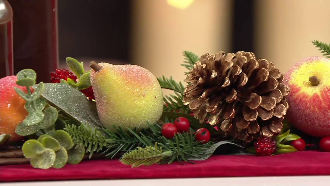 Sugared Fruit and Pinecone Garland on QVC