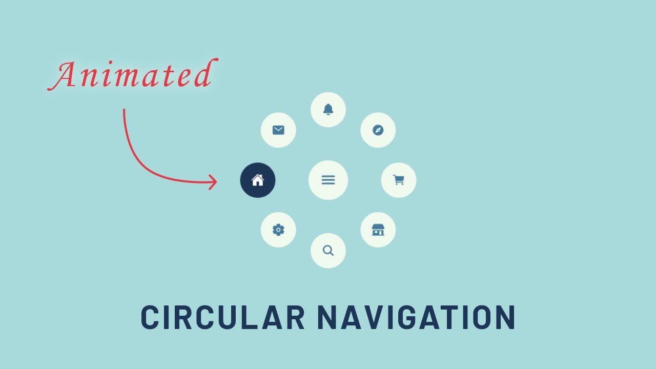 Animated Circular navigation bar using HTML, CSS and JavaScript