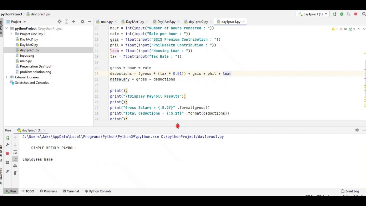 Simple Weekly Payroll in Python