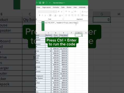 Describe Python in Excel‼️ #excel