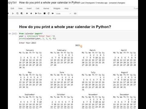 How do you print a whole year calendar in Python