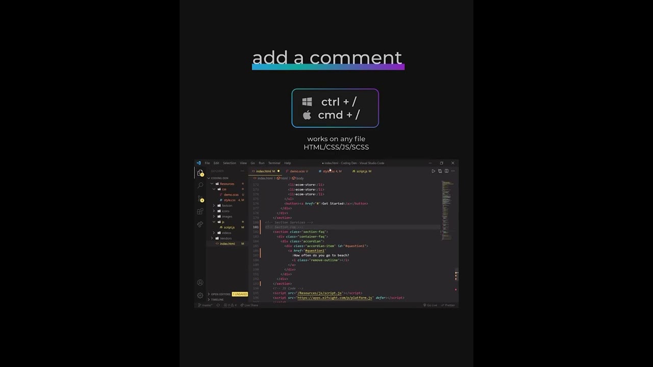 Add a comment in your code #coding #vscode #developer #shortkey #shorts