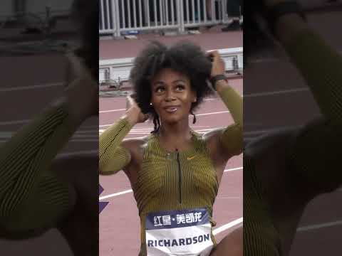 ShaโCarri Richardson is always looking good for the cameras ๐ฅ#XiamenDL ๐จ๐ณ #DiamondLeague ๐