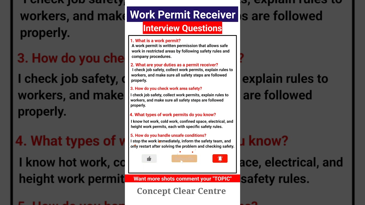 Work Permit Reciever Job Interview Questions and Answers | WPR Interview Questions
