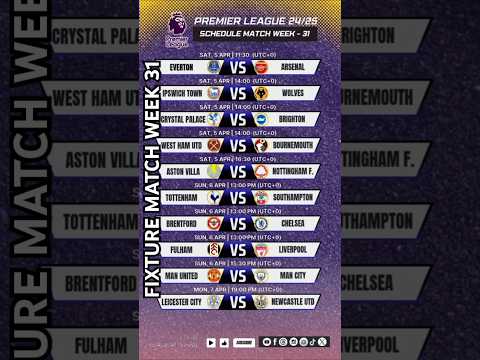 Premier league fixture Match Week 31 #eplscheduletoday #epl2025