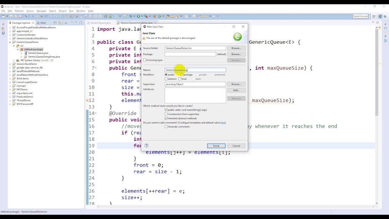 Generic Queue Using Array in Java
