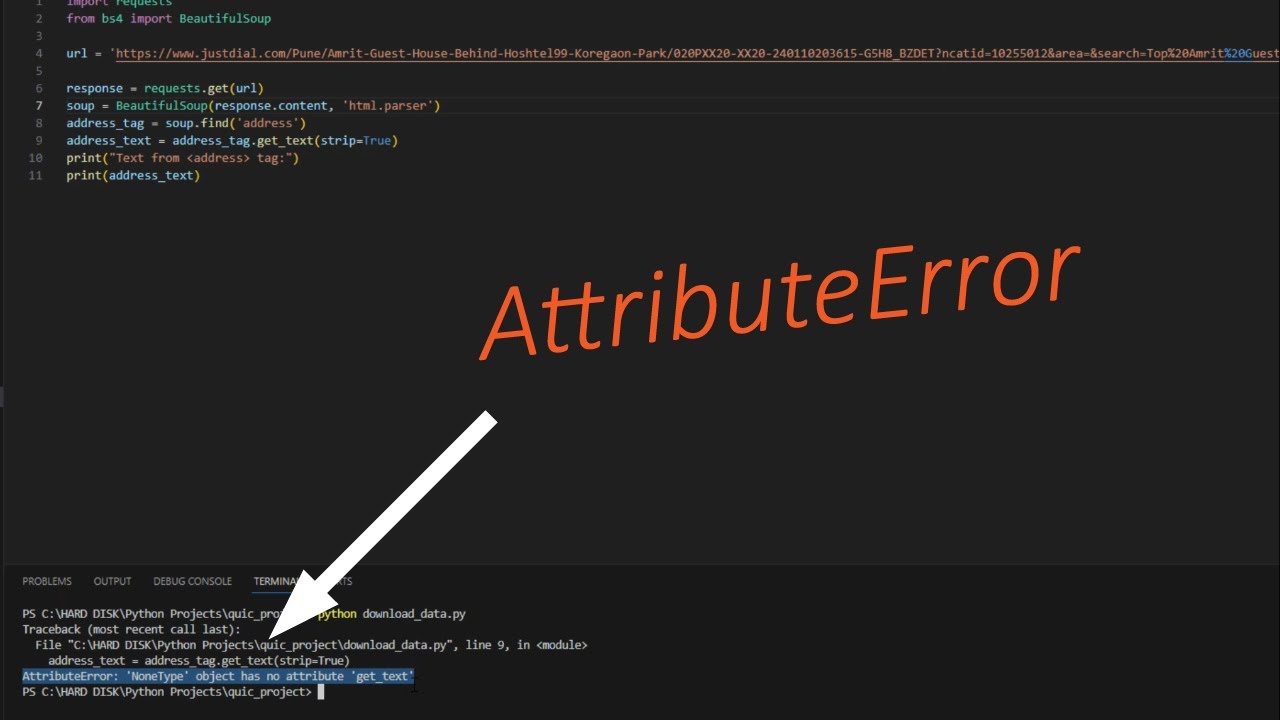 AttributeError: 'NoneType' object has no attribute 'get_text' - Python