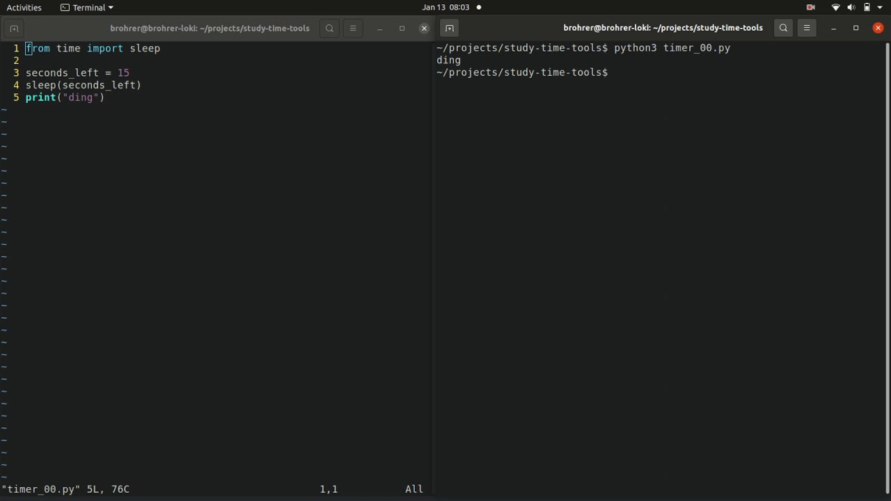 Intro to Python chapter 2.0, Building a timer