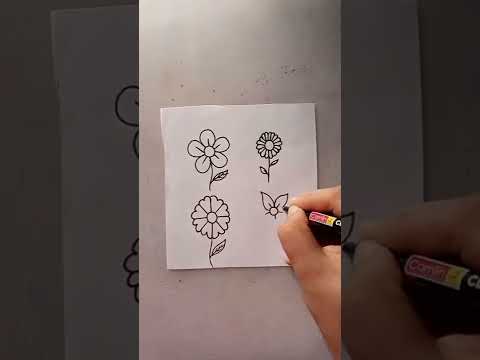 How to draw flower/ different types of flowers/Easy flower drawing Ideas🌼 #viral #drawing