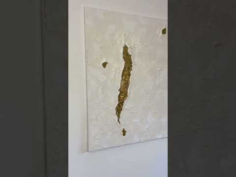 Obraz biało złoty do salonu. Obraz oprawiony w ramę. #modernart #abstractart #art #obrazy #artist
