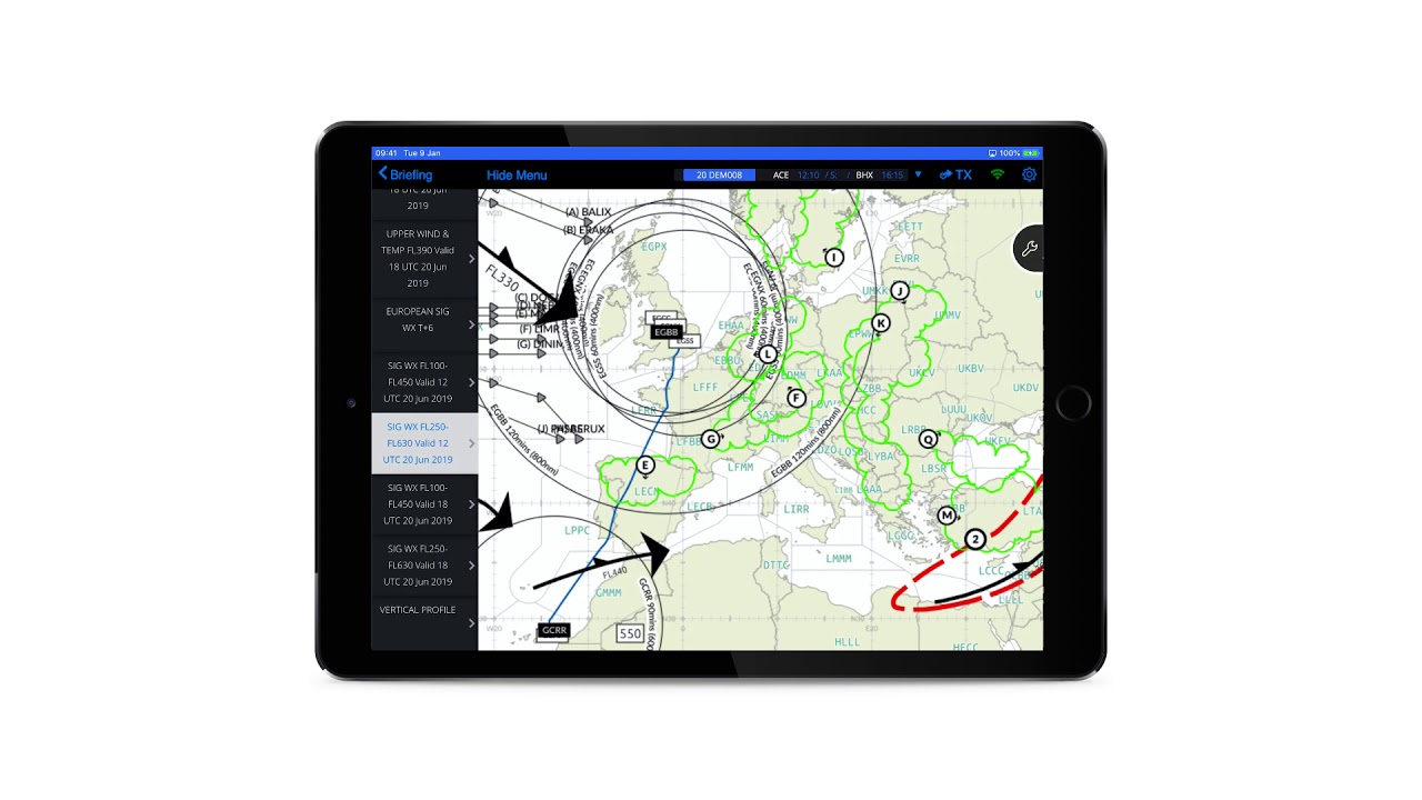 skybook Electronic Flight Bag in action