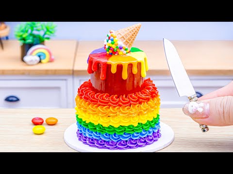 Rainbow Ice Cream Cake🌈Amazing Miniature Rainbow Ice Cream Cake Decorating Ideas By Yummy Bakery