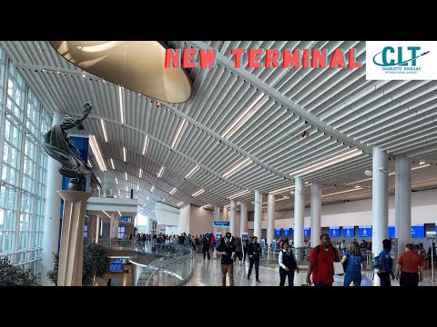 Charlotte Douglas Int'l Airport (CLT)  New Terminal Walking Tour, Departures and Arrivals (4K)