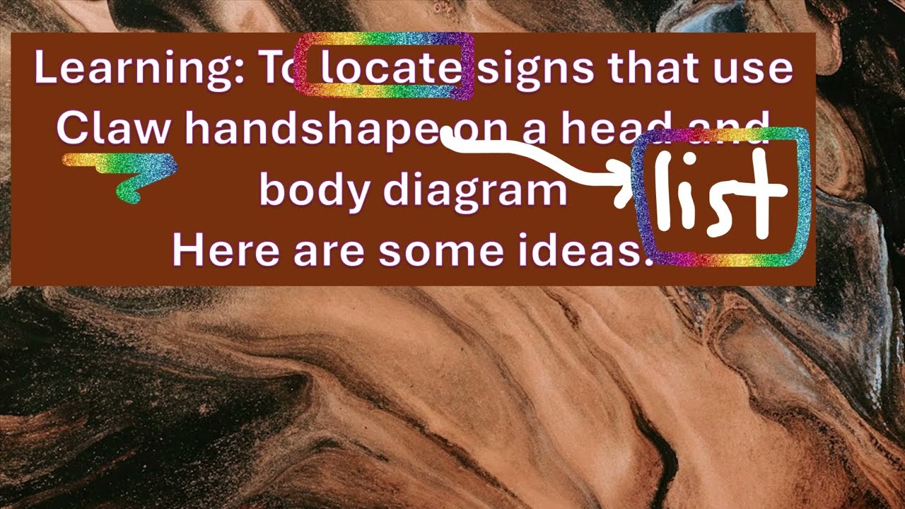 Auslan Learning Claw handshape Annotate signs on head and body. Video links in box  (has voice)