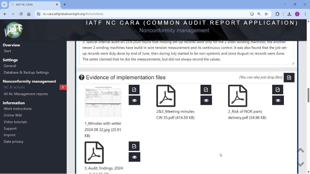 IATF NC CARA - a practical example