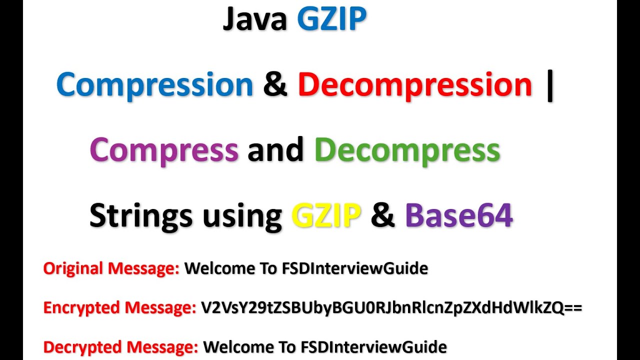 Java GZIP Compression & Decompression-Compress and Decompress            Strings using GZIP & Base64