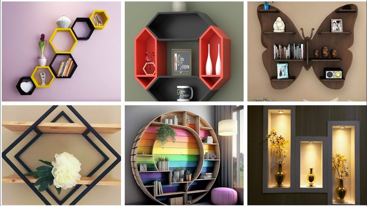 Wooden Floating Shelf Design Ideas 2024 | Modern Hanging Shelf ideas | Handmade Shelf DIY #walldecor