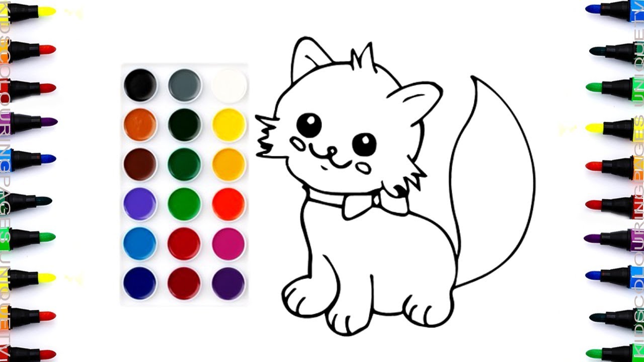How to Draw Cat | Coloring Pages For Kids | Learn Colors for Kids | Drawing For Kids Pages