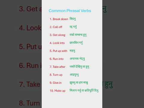 Common Phrasal Verbs with Nepali Meanings #english #englishspeaking #learnenglish #fyp #viralvideo