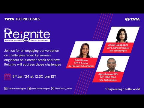 Join us live👉Reignite - A platform for women engineers returning to their careers| Tata Technologies